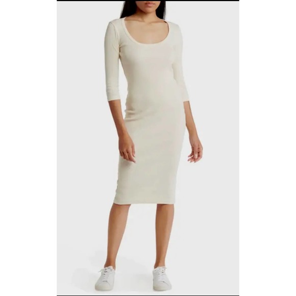 James Perse | Dresses | James Perse Scoop Neck Midi Dress Womens Size O ...